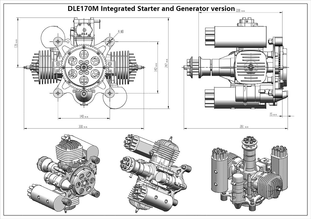 DLE170M Powered Parachute rotorcraft Engine | DLE